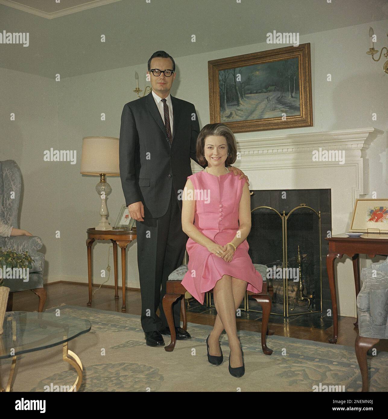 Bill Moyers at home with wife Judith on Feb. 1, 1966 near McLean, Va ...