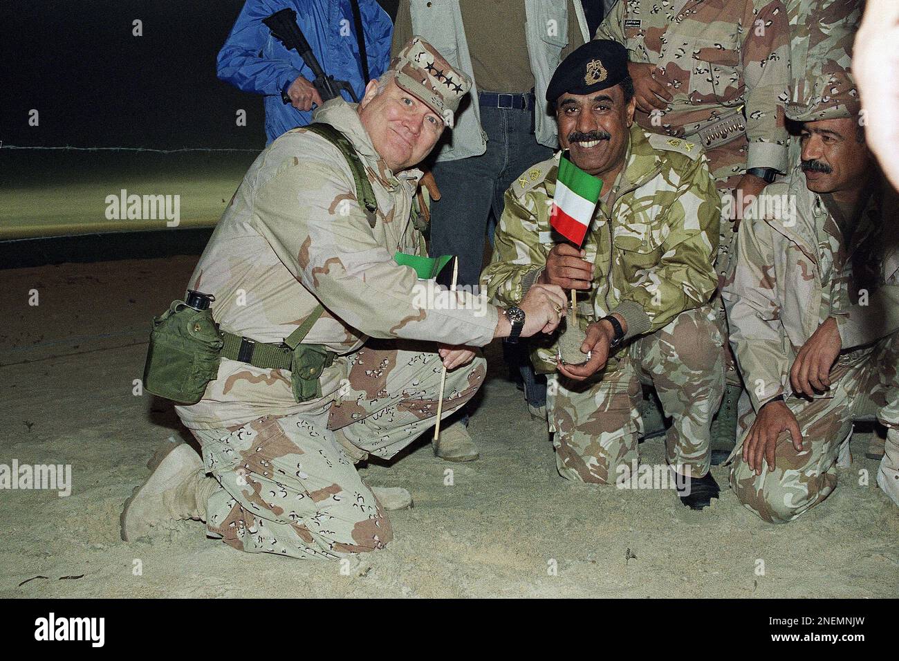 U.S. Army General Norman Schwarzkopf, left, and Gen. Jaber Al-Sabah ...