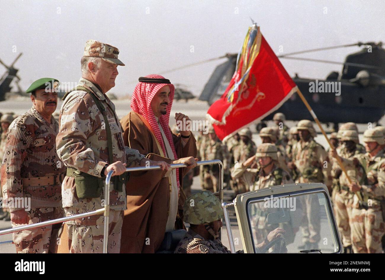 Gen. H. Norman Schwarzkopf accompanies Saudi Arabian King Fahd as he ...