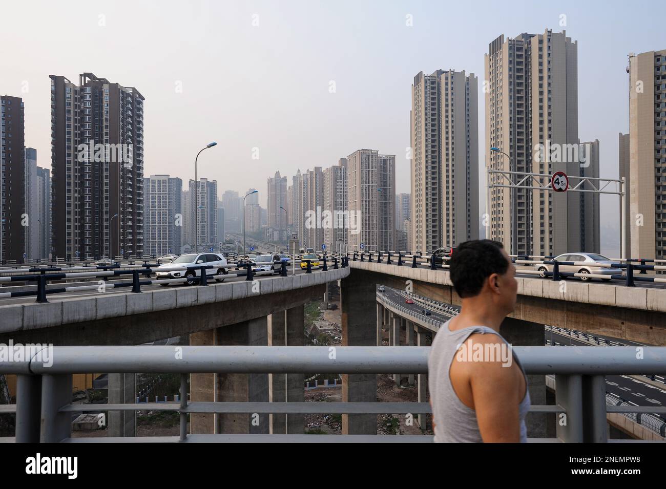 03.08.2012 2012, Chongqing, China, Asia - New housing development with high-rise residential ...
