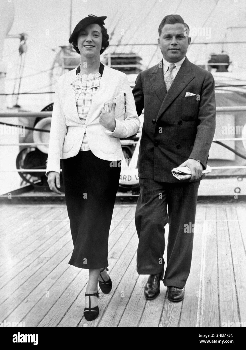 Samuel I. Newhouse and his wife, Mitzi, pose for this picture aboard the liner Aquitania ...