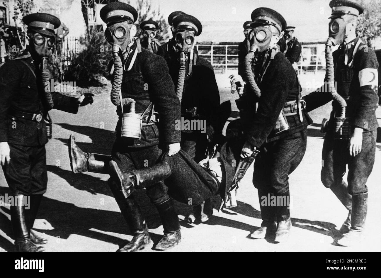 A police rescue squad in Ankara, Turkey, on Oct. 30, 1940, wears their ...