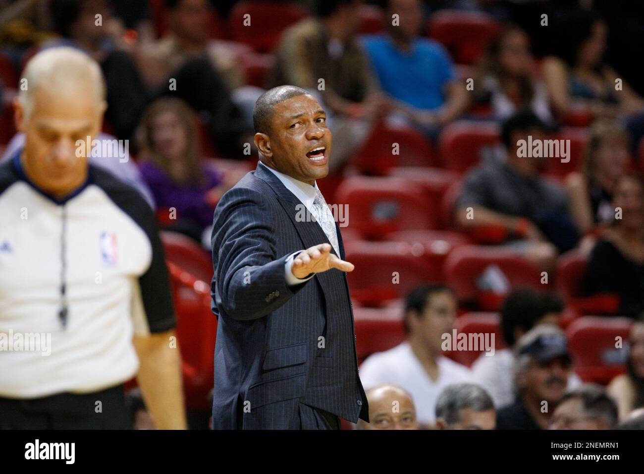 Game official Haywoode Workman and Boston Celtics' Kendrick Perkins ...