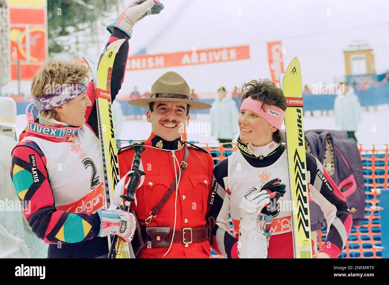 Brigitte Oertli, left, the silver medal winner in the Alpine ...