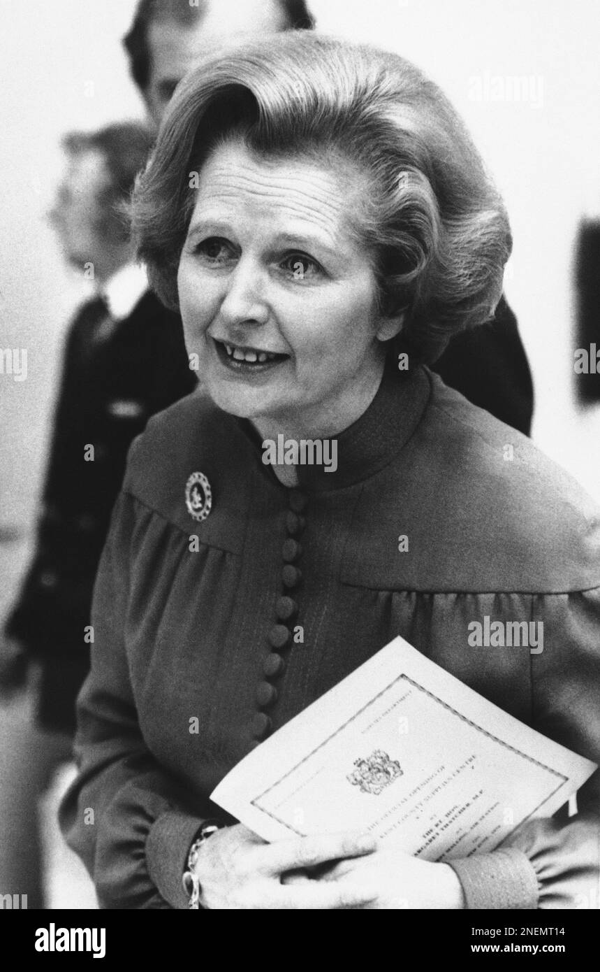 Britain?s first woman Prime Minister, Margaret Thatcher is shown in ...