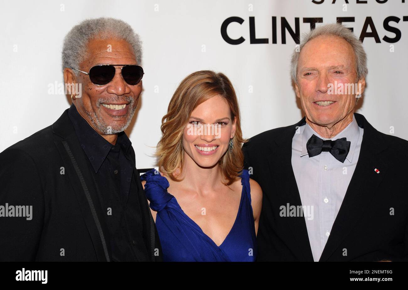 From Left Actors Morgan Freeman Hilary Swank And Director Clint
