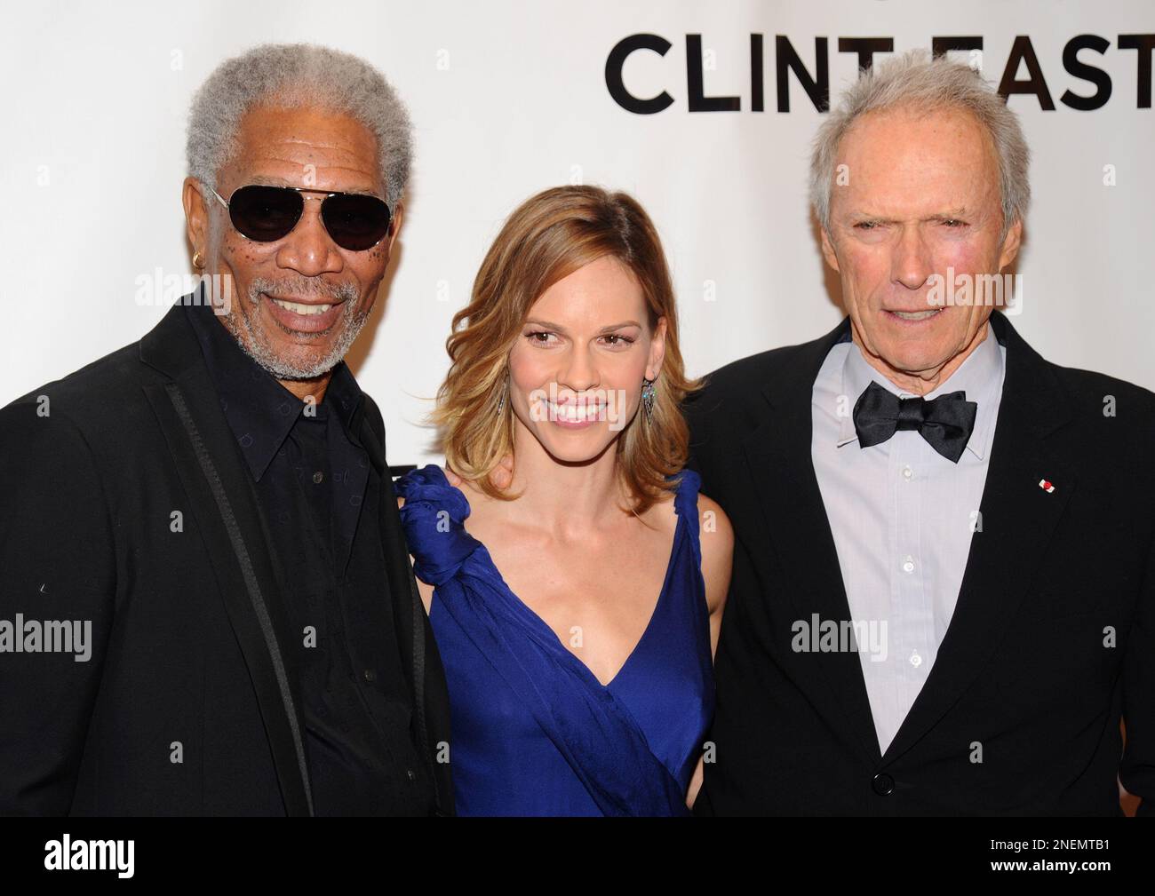 From Left Actors Morgan Freeman Hilary Swank And Director Clint