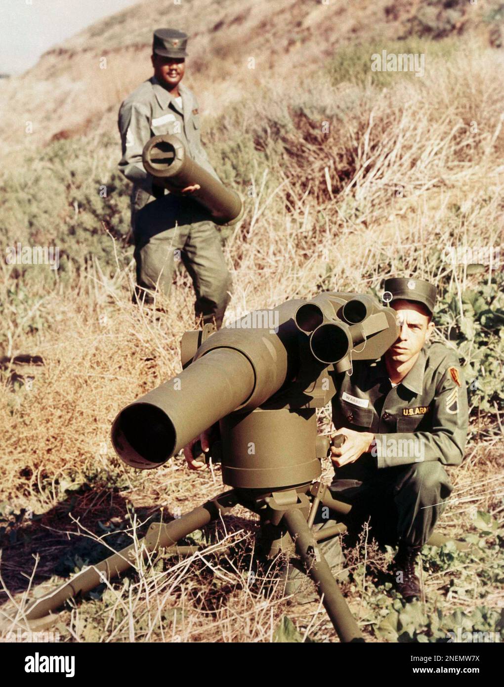 A U.S. soldier mans an anti-tank weapon known as a TOW in 1964, in ...