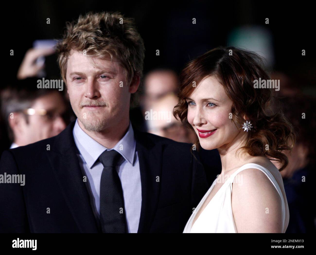 Vera Farmiga, right, and Renn Hawkey arrive at the premiere of "Up in ...