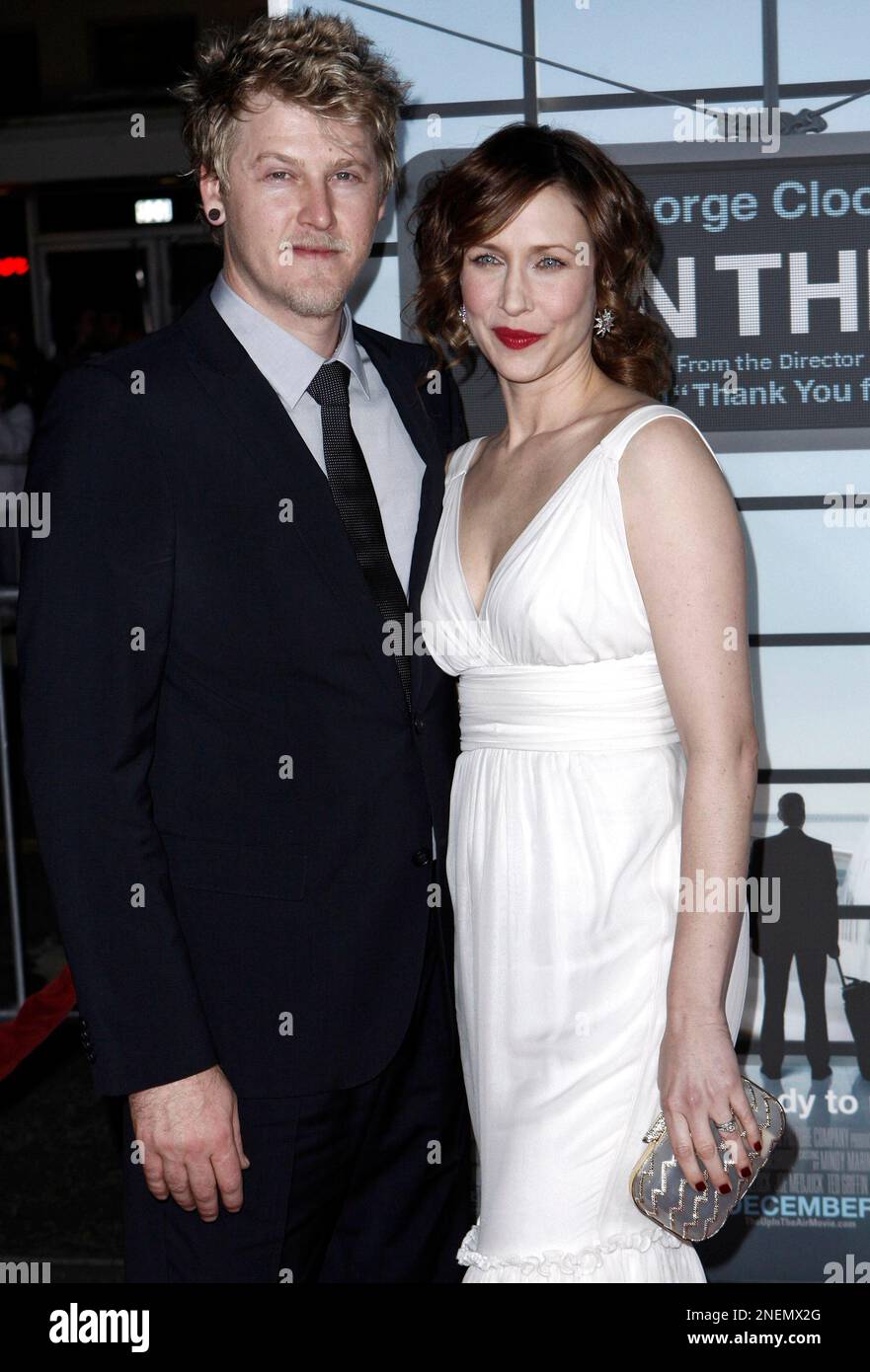 Vera Farmiga, right, and Renn Hawkey arrive at the premiere of "Up in ...