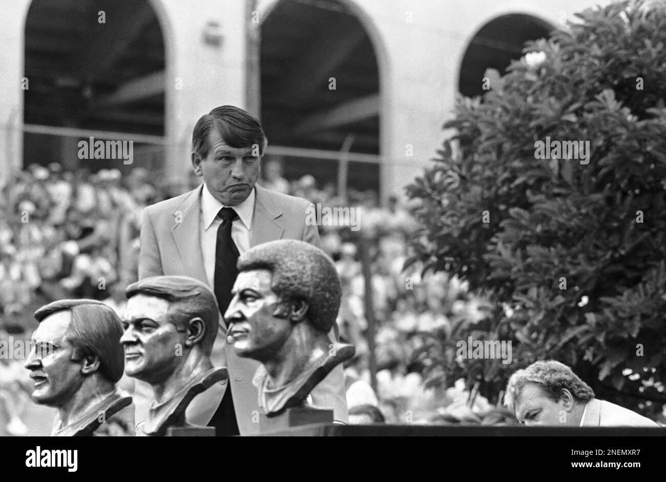 Johnny Unitas Walks Past Busts Of Fellow Enshrines After His Acceptance