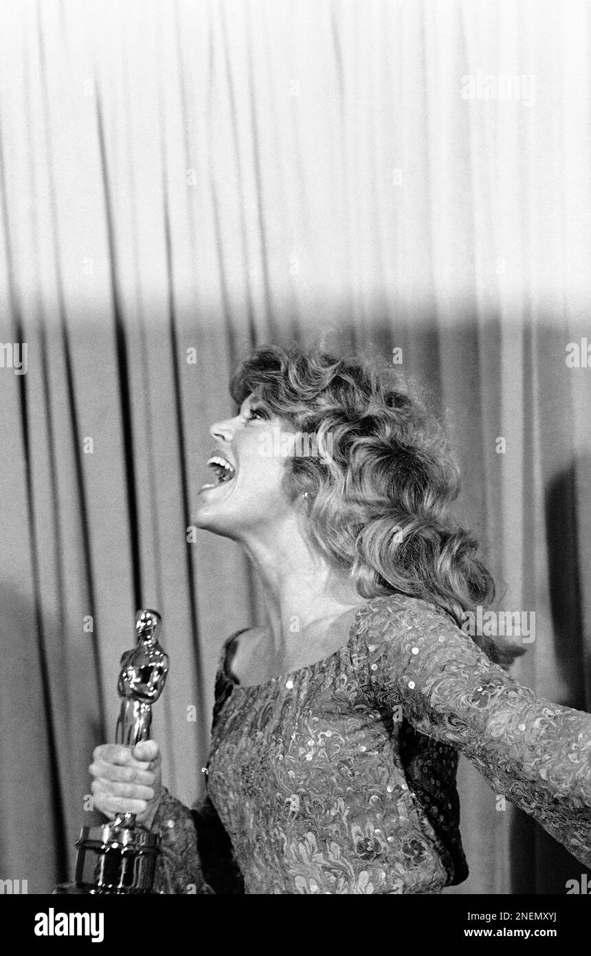 Actress Jane Fonda lets out a joyful whoop backstage at the 51st Oscar ...