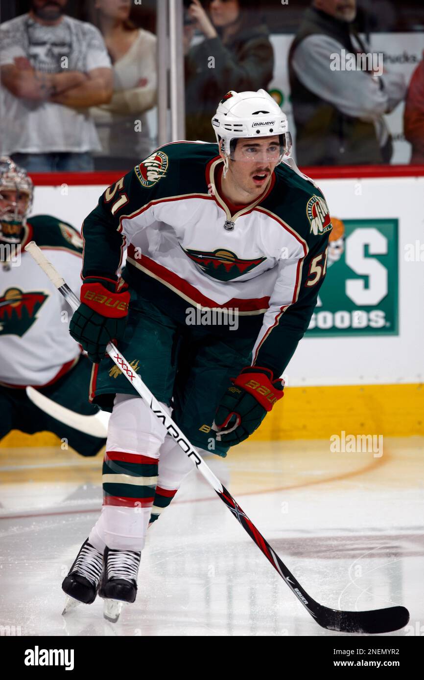 Minnesota Wild center James Sheppard warms up before facing the ...