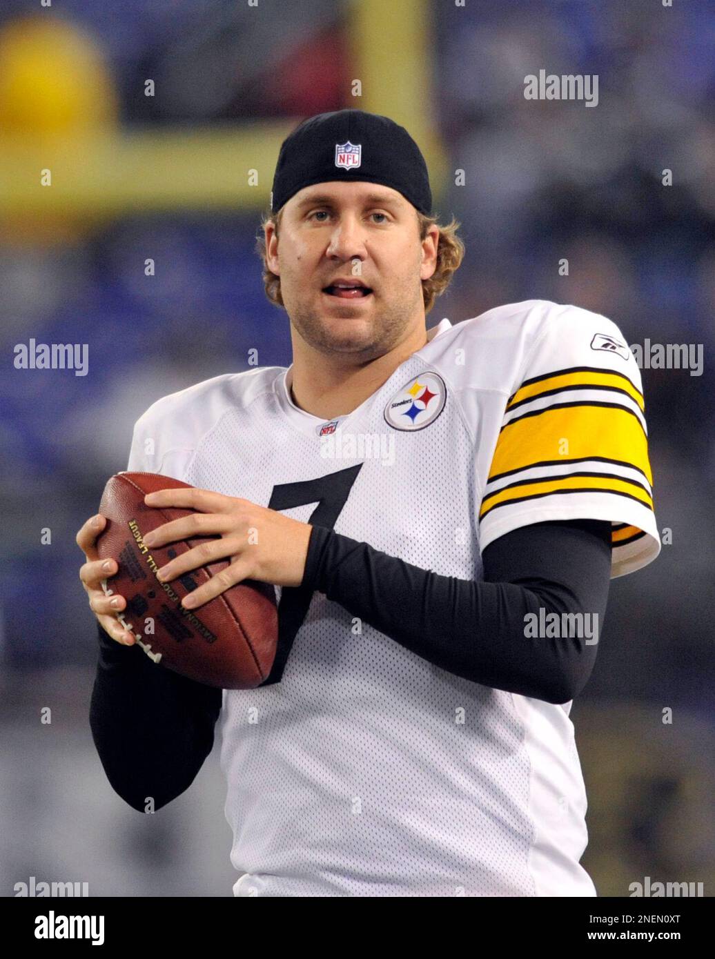 Pittsburgh Steelers quarterback Ben Roethlisberger is shown during warm ...