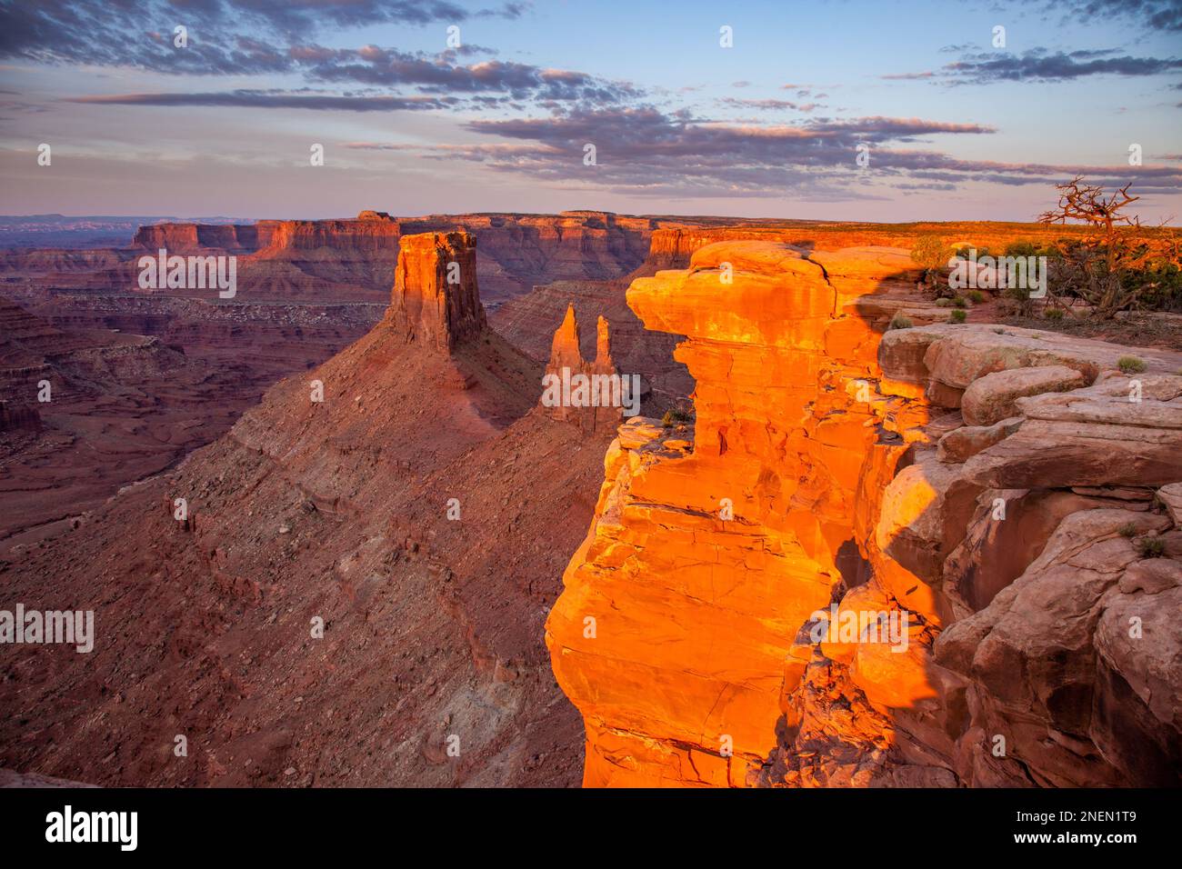 First light on Bird's View Butte and the Crow's Head Spires in Shafer ...