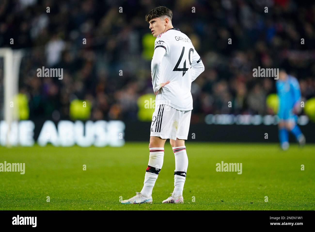 Barcelona, Spain. February 16, 2023, Alejandro Garnacho of Manchester ...