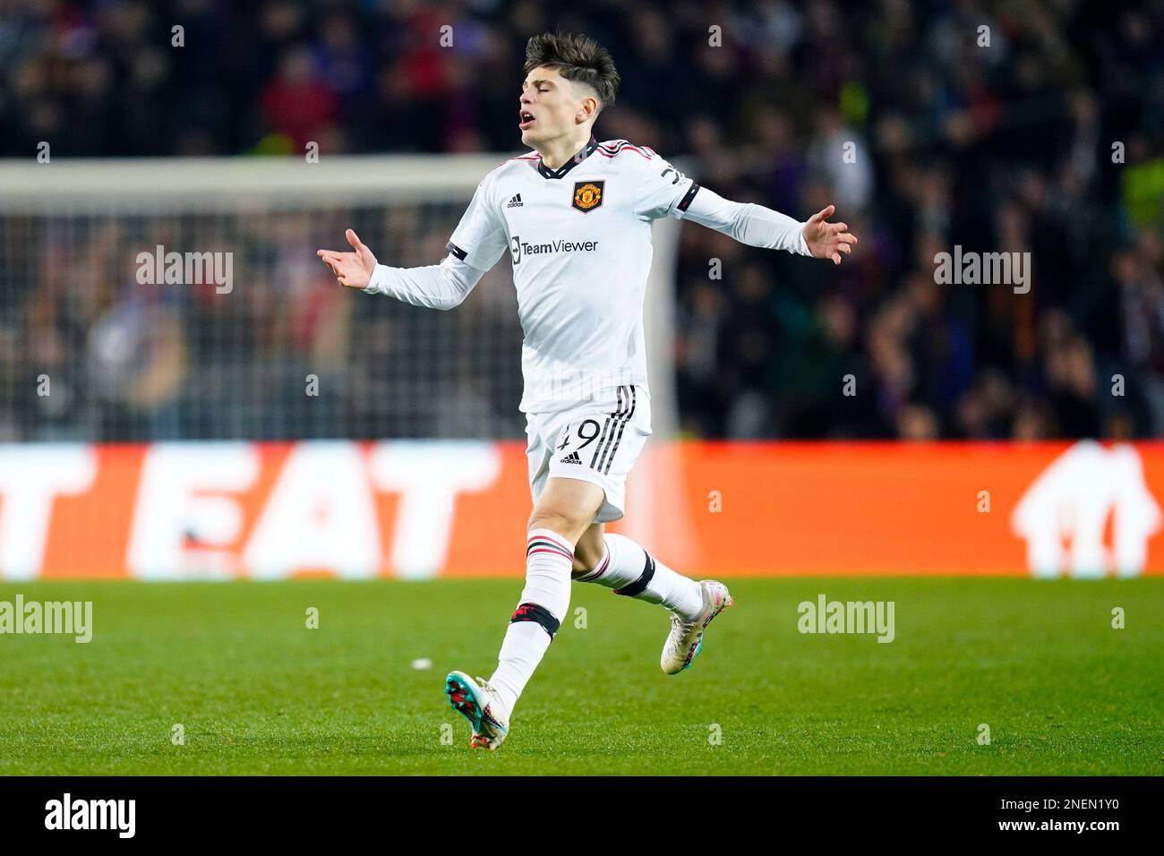 Barcelona, Spain. February 16, 2023, Alejandro Garnacho of Manchester ...