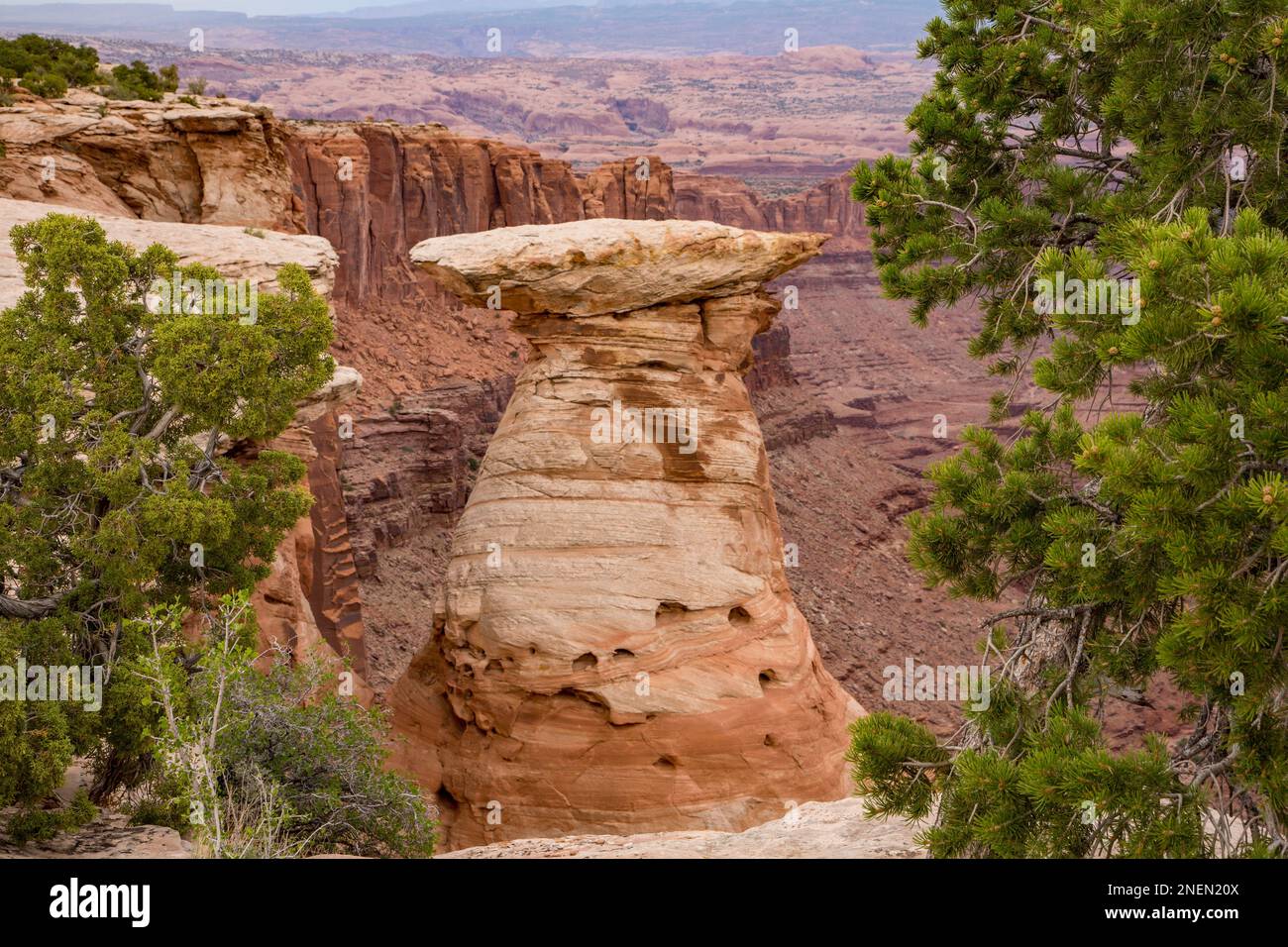 View of a sandstone hoodoo balanced rock pillar in Long Canyon at ...