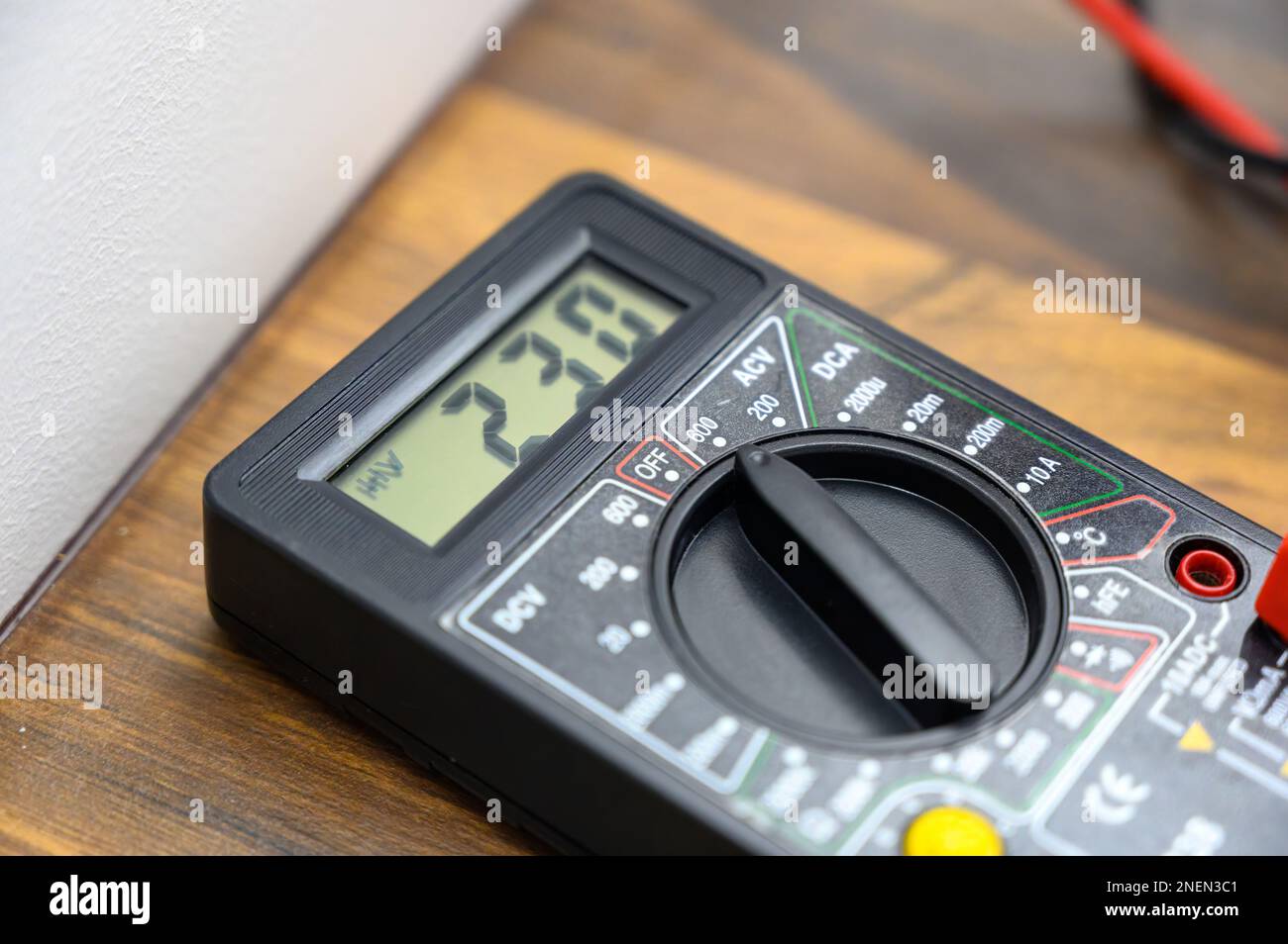 digital display of multimeter close-up. Tool for testing electrical ...