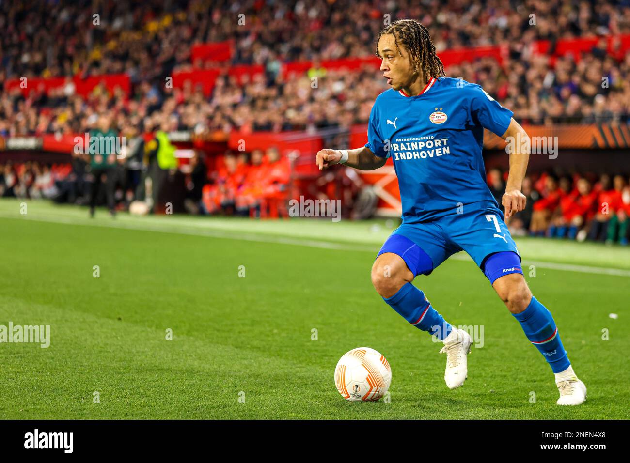 SEVILLA, SPAIN - FEBRUARY 16: Xavi Simons of PSV during the UEFA Europa ...