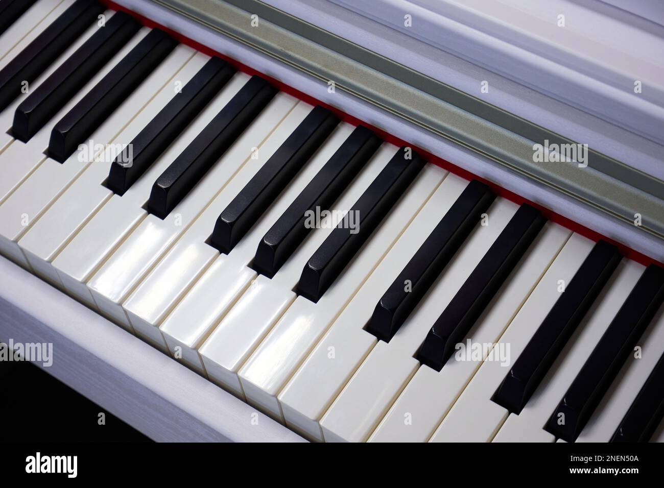 Keyboard of a modern digital piano close-up top view Stock Photo - Alamy