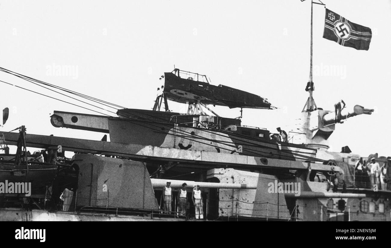 One of the two catapult planes carried by the German pocket battleship ...