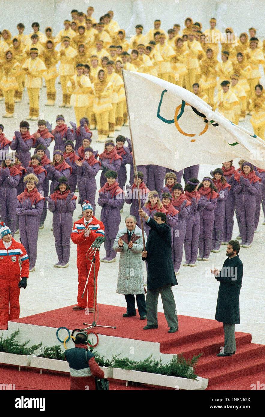 Opening ceremony of Olympic XIV Winter Games on Feb. 8, 1984 at Kosevo ...