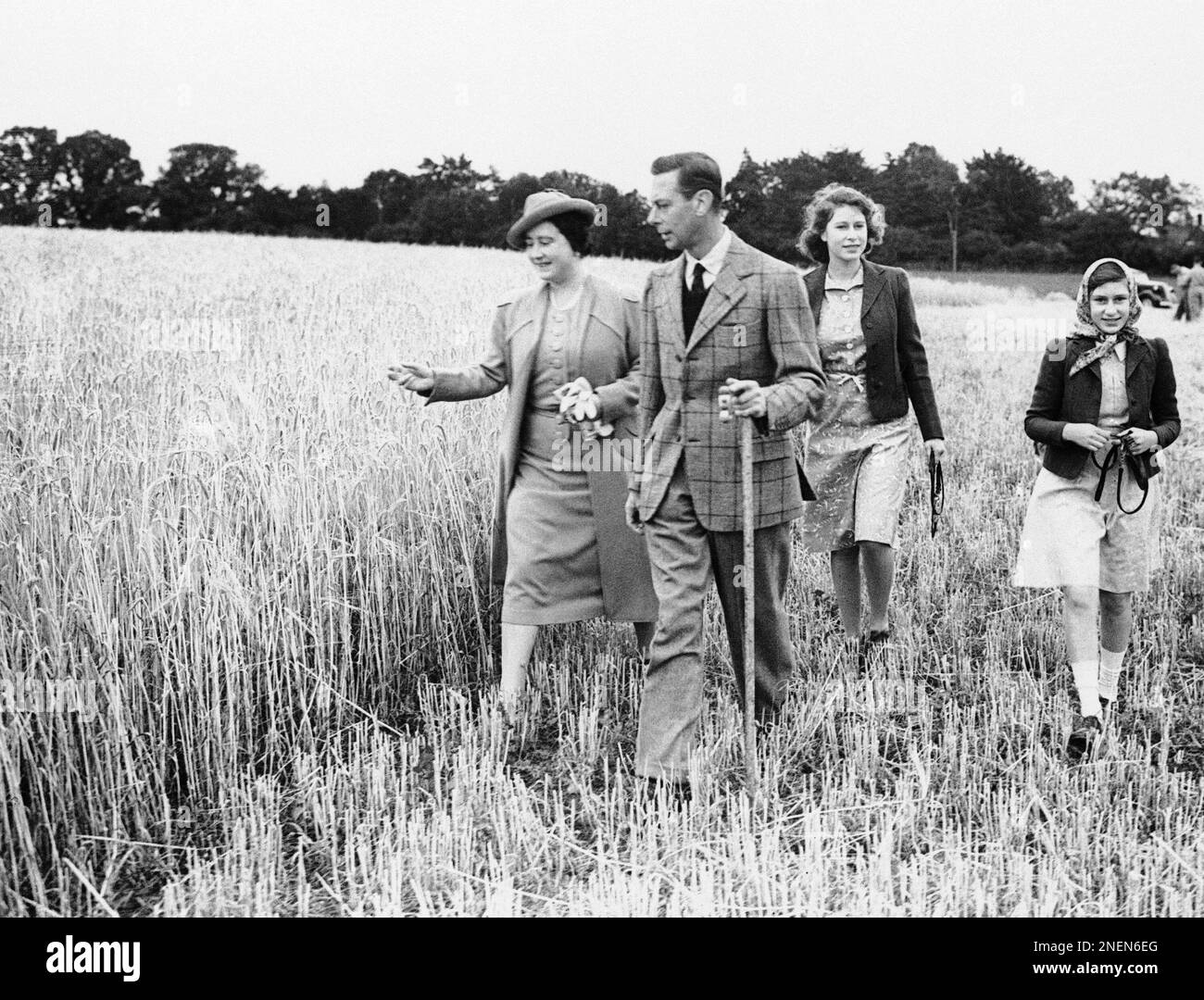 The King and Queen examine the crops on their farm at Sandringham Park ...
