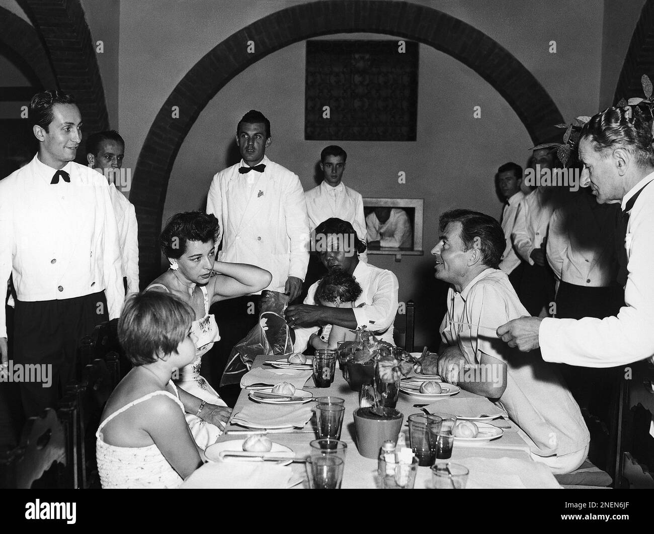 The James Mason family at lunch at the Venice Lido, Italy on Sept. 2 ...