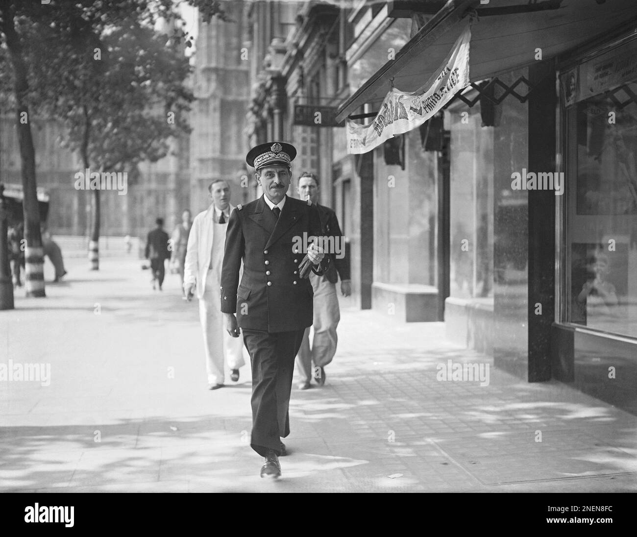 French Vice-Admiral Emile Muselier, photographed on the Embankment ...