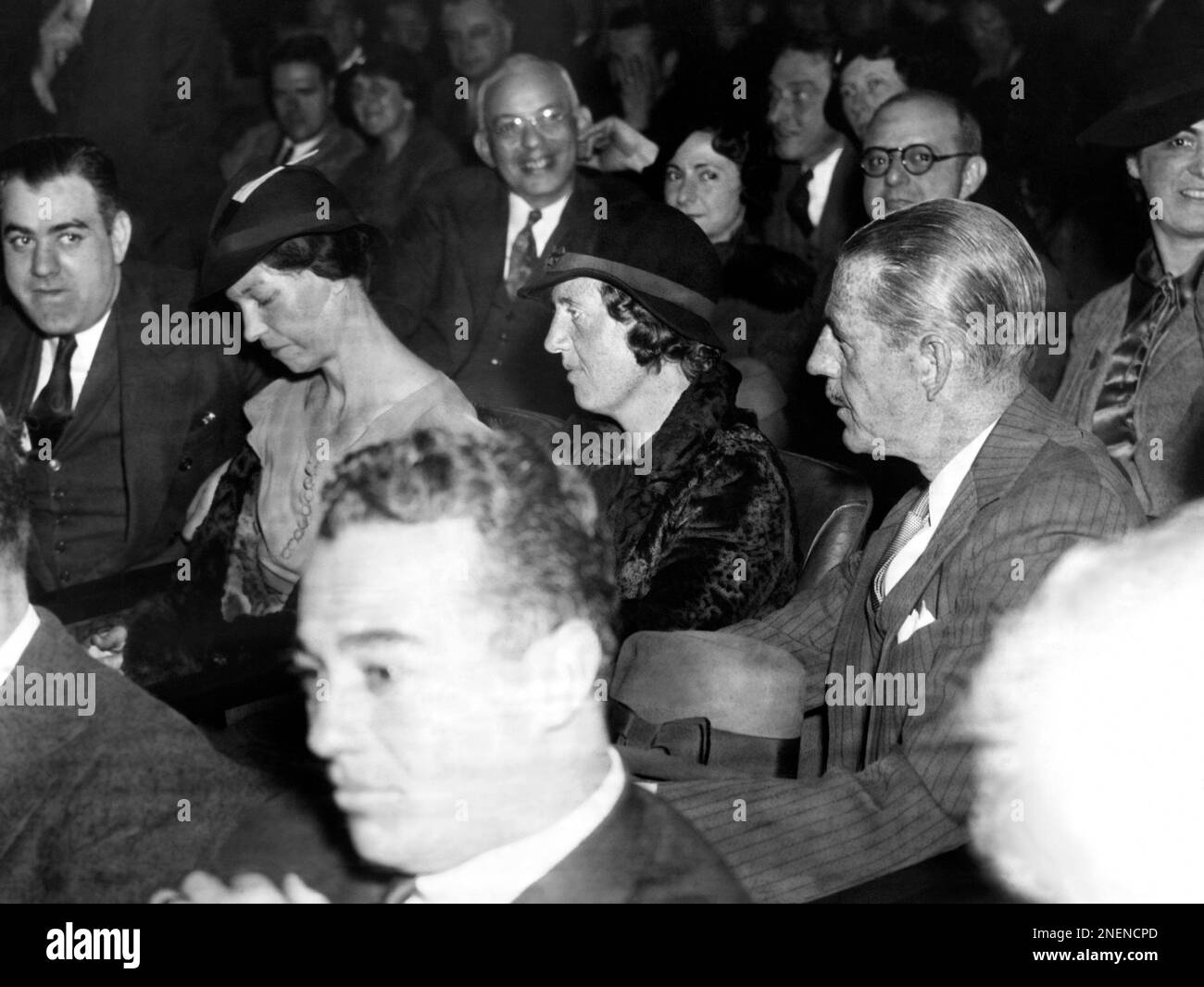 Anna Hauptmann, wife of Bruno Hauptmann shown (center, wearing black ...