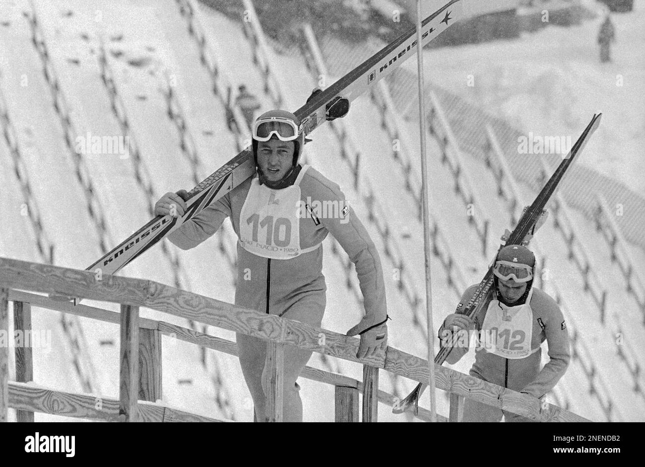 West German Nordic combined ski jumpers Urban Hettich and Hermann ...
