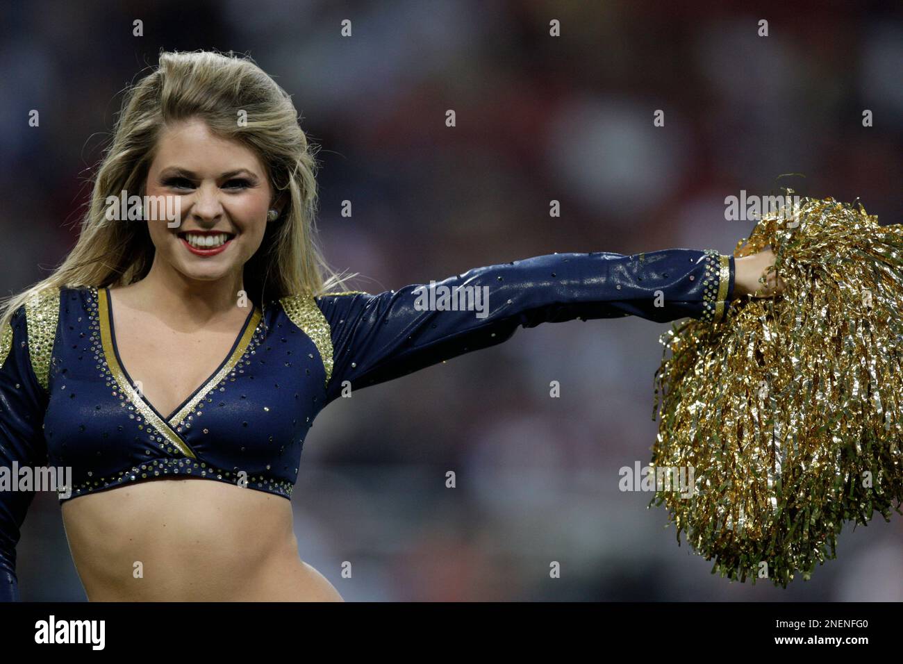 A St. Louis Rams cheerleader performs during the fourth quarter of an ...
