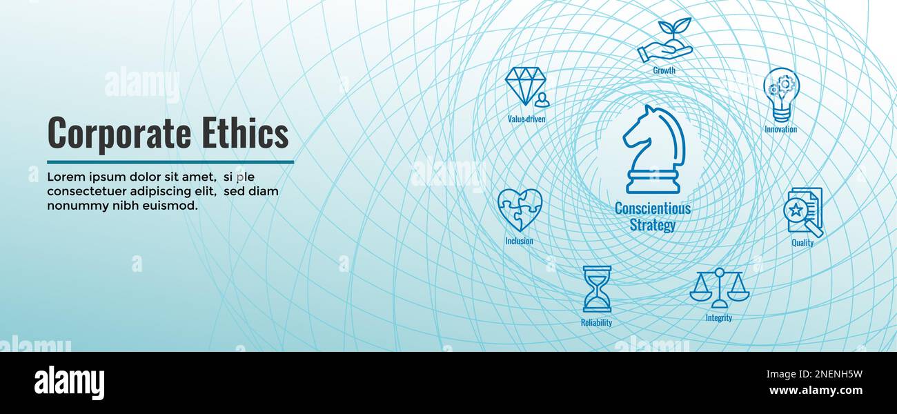 Business and Corporate Ethics Showing Company Values Icon Set with Web ...
