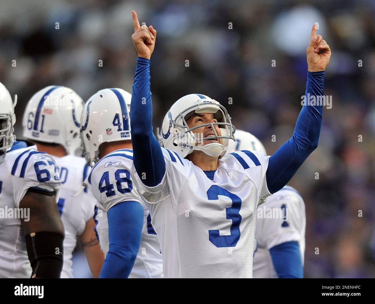 Indianapolis Colts' Matt Stover celebrates his go-ahead fourth-quarter ...