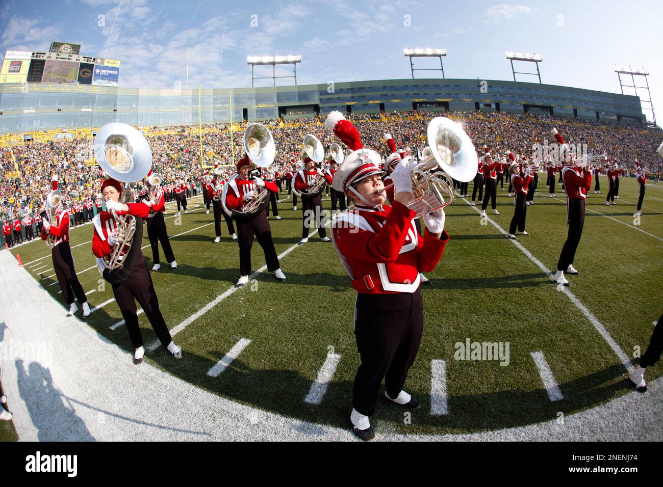 The University of Wisconsin band performs before the first half of an ...