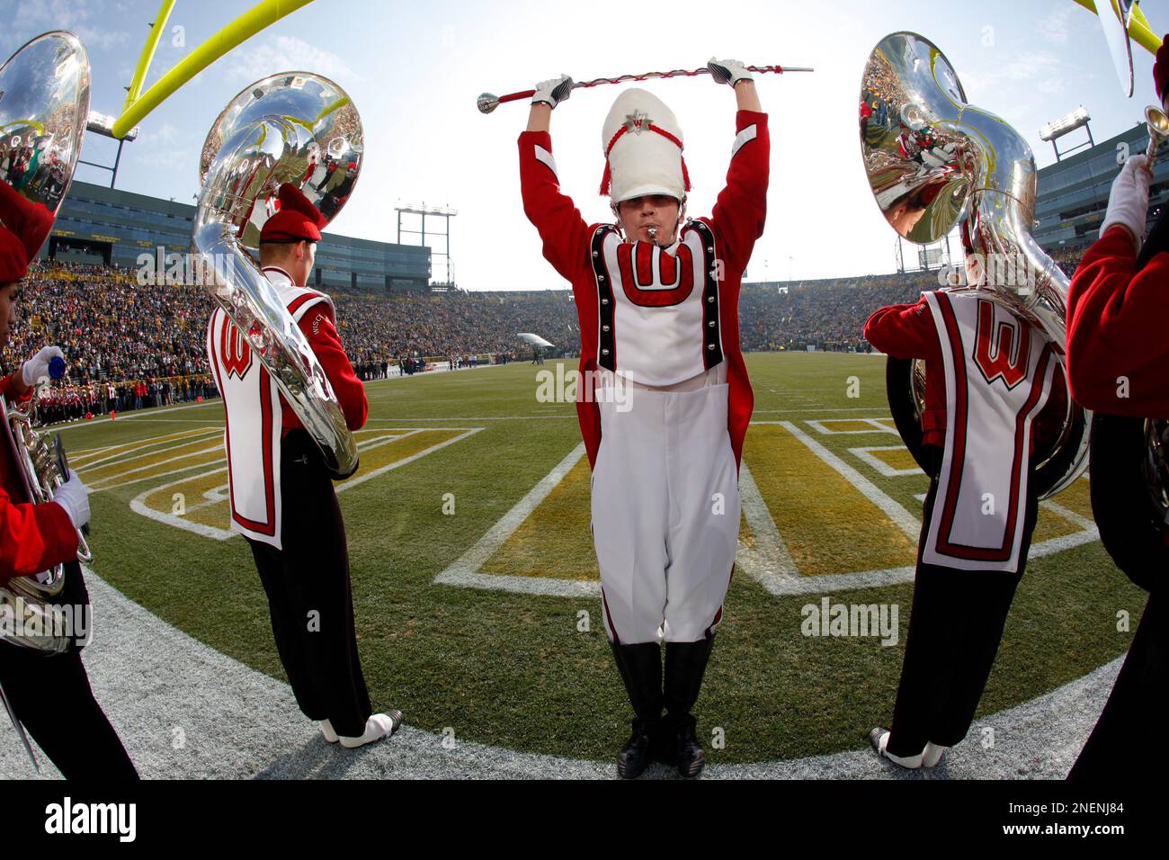 The University of Wisconsin band performs before the first half of an ...
