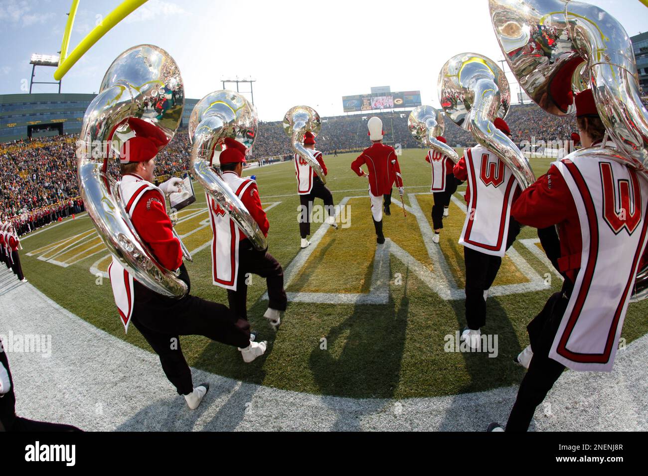 The University of Wisconsin band performs before the first half of an ...