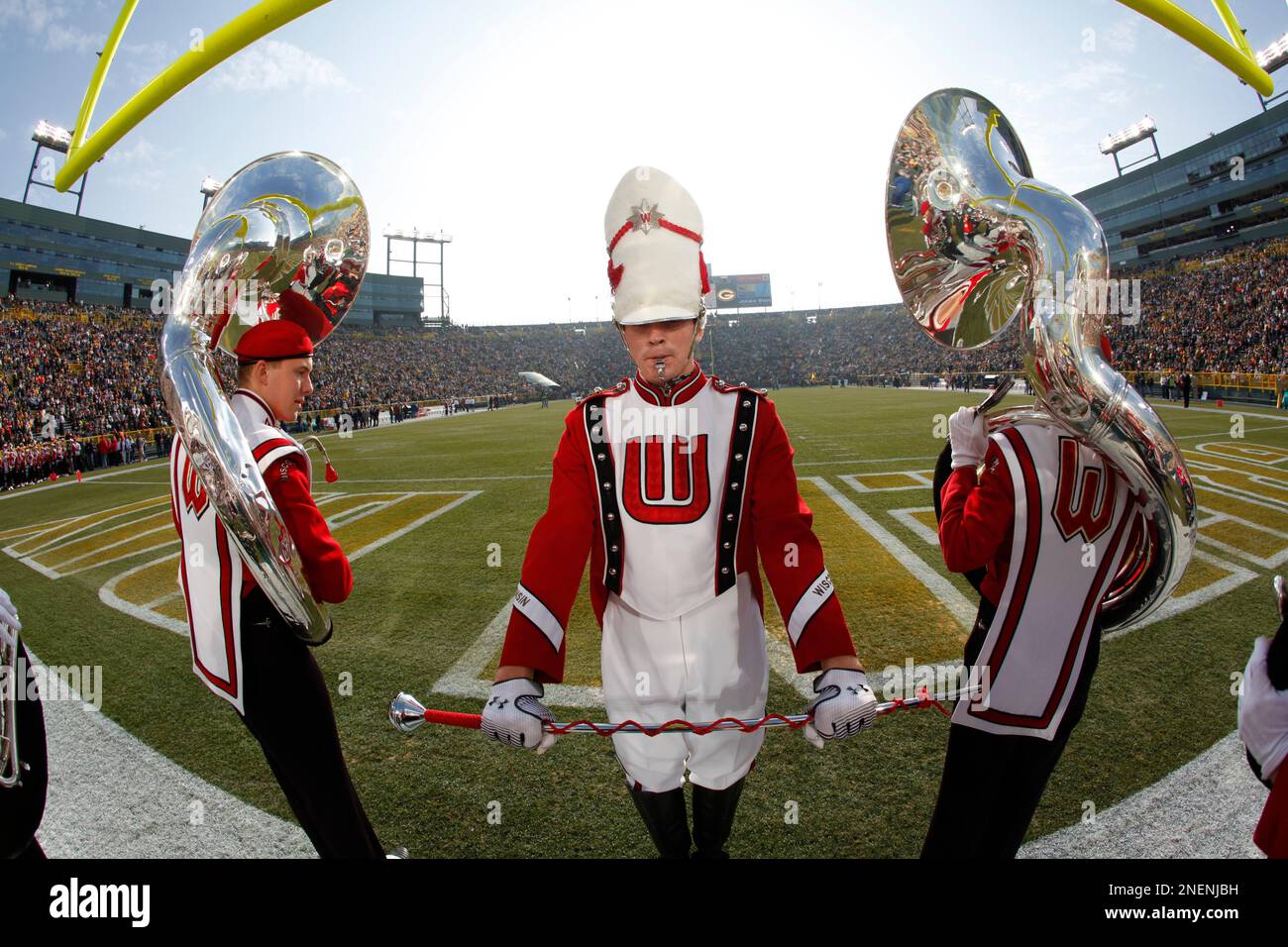 The University of Wisconsin band performs before the first half of an ...