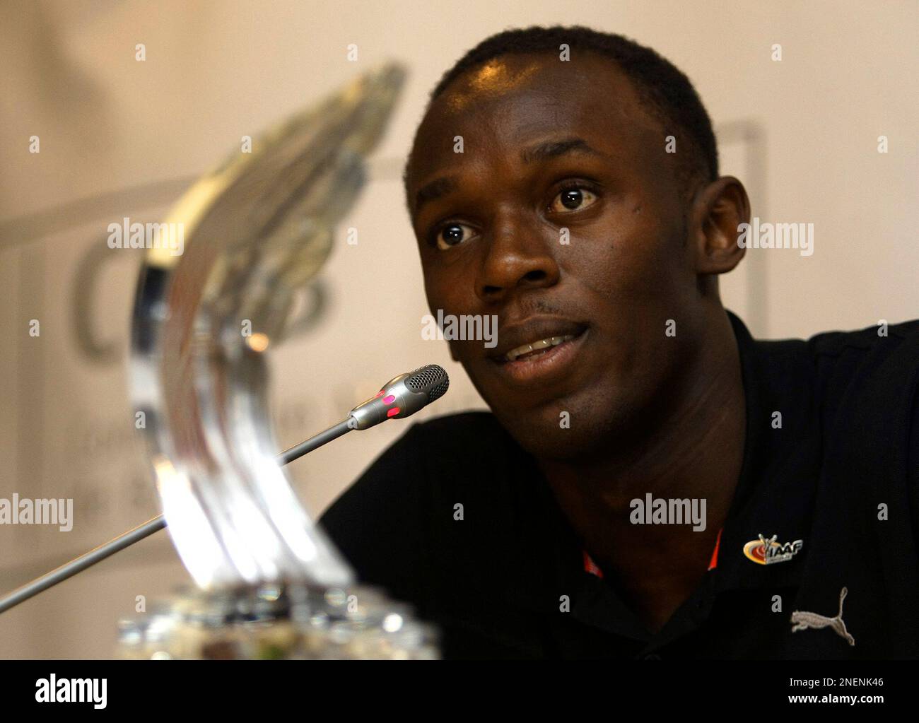 Jamaican sprinter, Usain Bolt seen with his "Athlete of the Year Awards ...