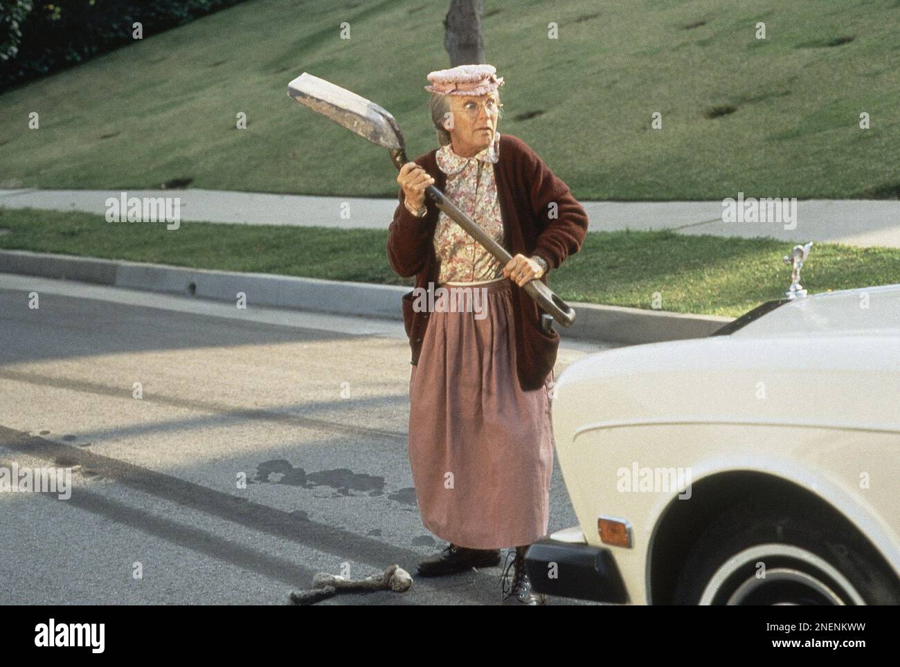 Cloris Leachman, as ?Granny?, wields a shovel in a scene from the ...