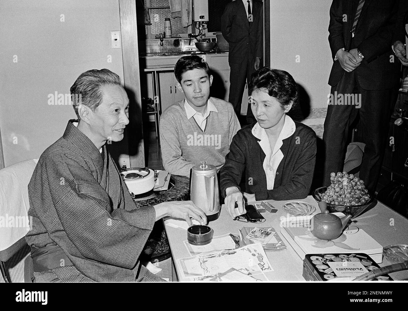 From left to right: Dr. Shinichiro Tomonaga, his son Atsushi Tomonaga ...