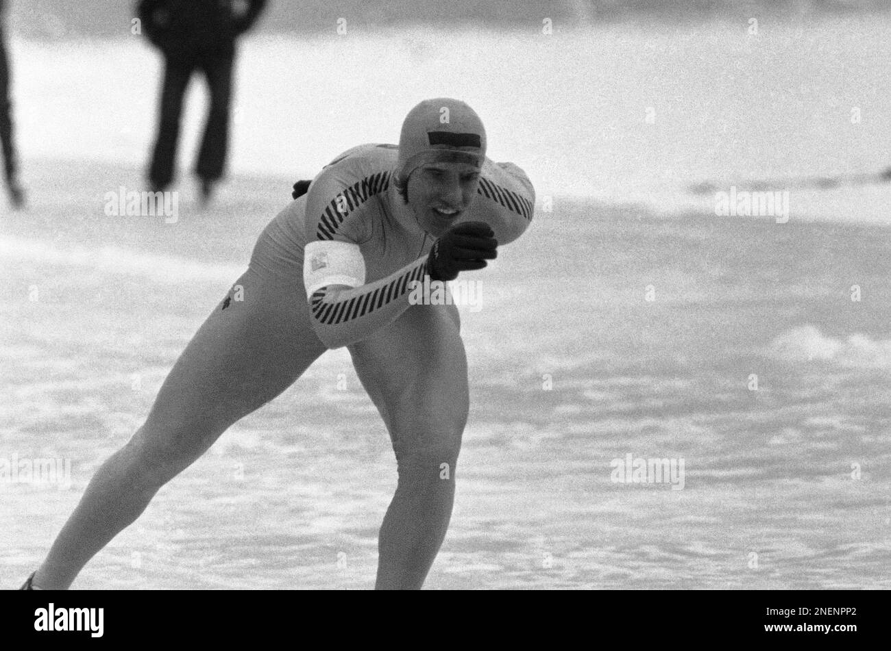 Eric Heiden, of Madison, Wis. in action during the 10,000 meter speed skating event, Saturday ...