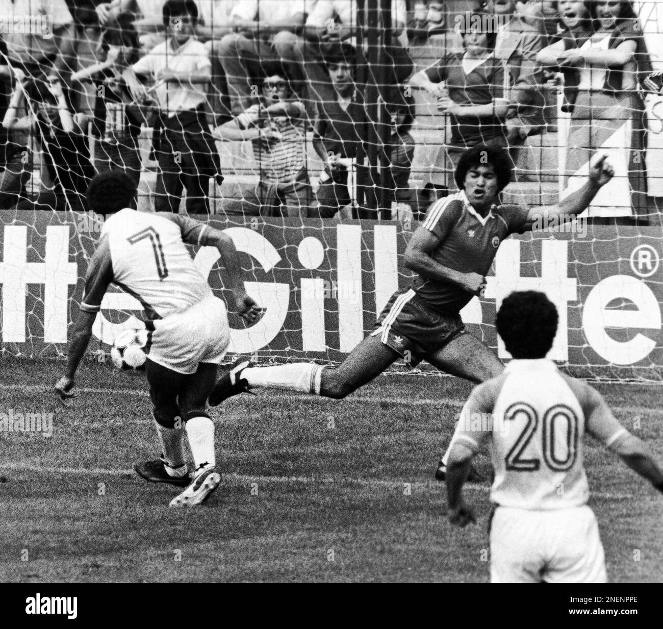 Algeria's Salah Assad, No.7, scores the first goal for his team During ...