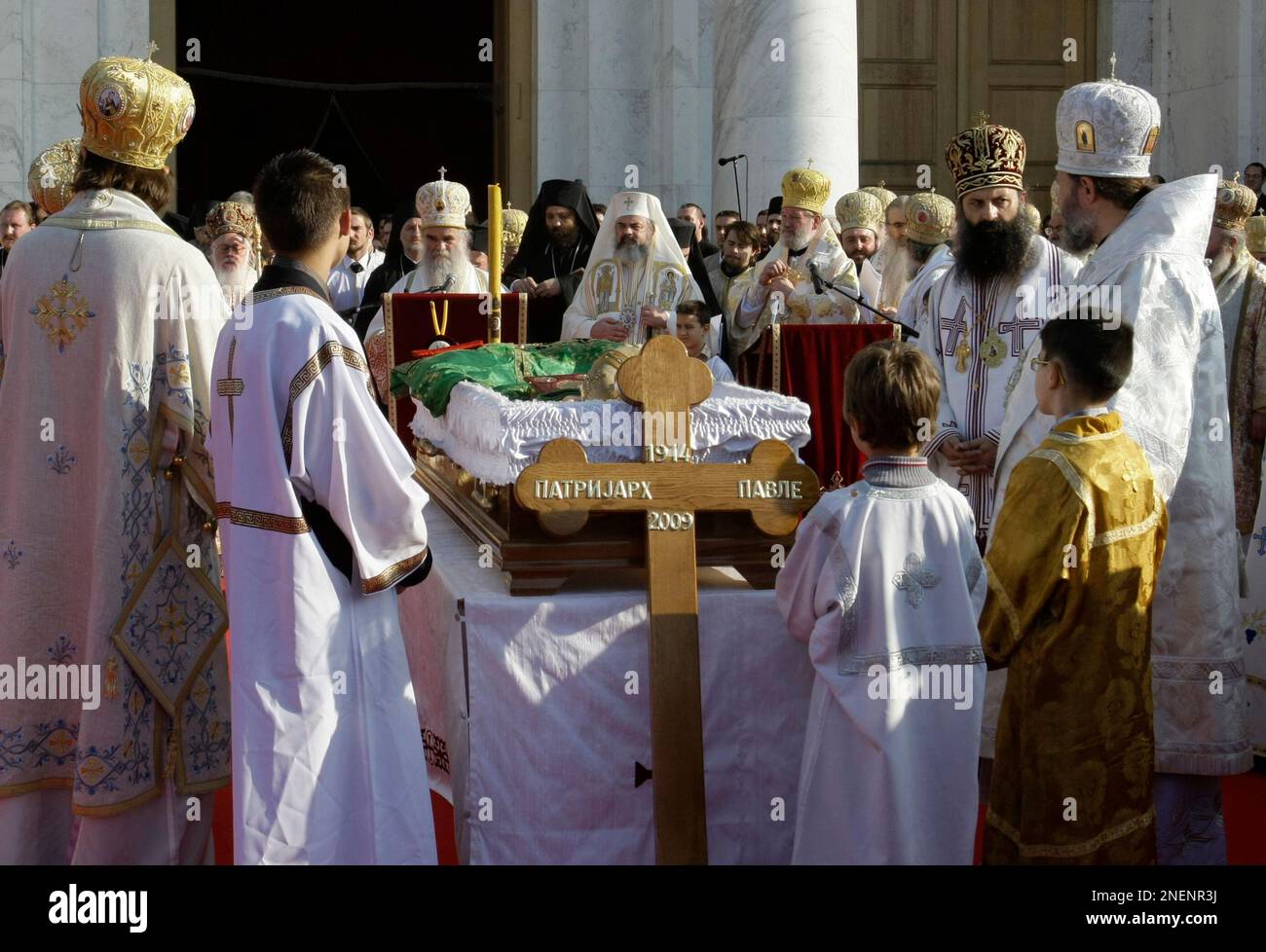 Church leaders attend at the funeral procession of Patriarch Pavle, in ...