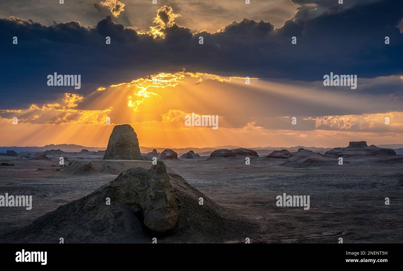 A rocky ground landscape with terrain at sunset Stock Photo - Alamy