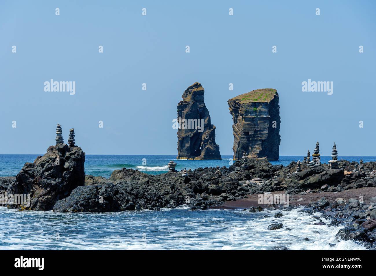 Mosteiros beach on the island of Sao Miguel in the Azores. Rock ...