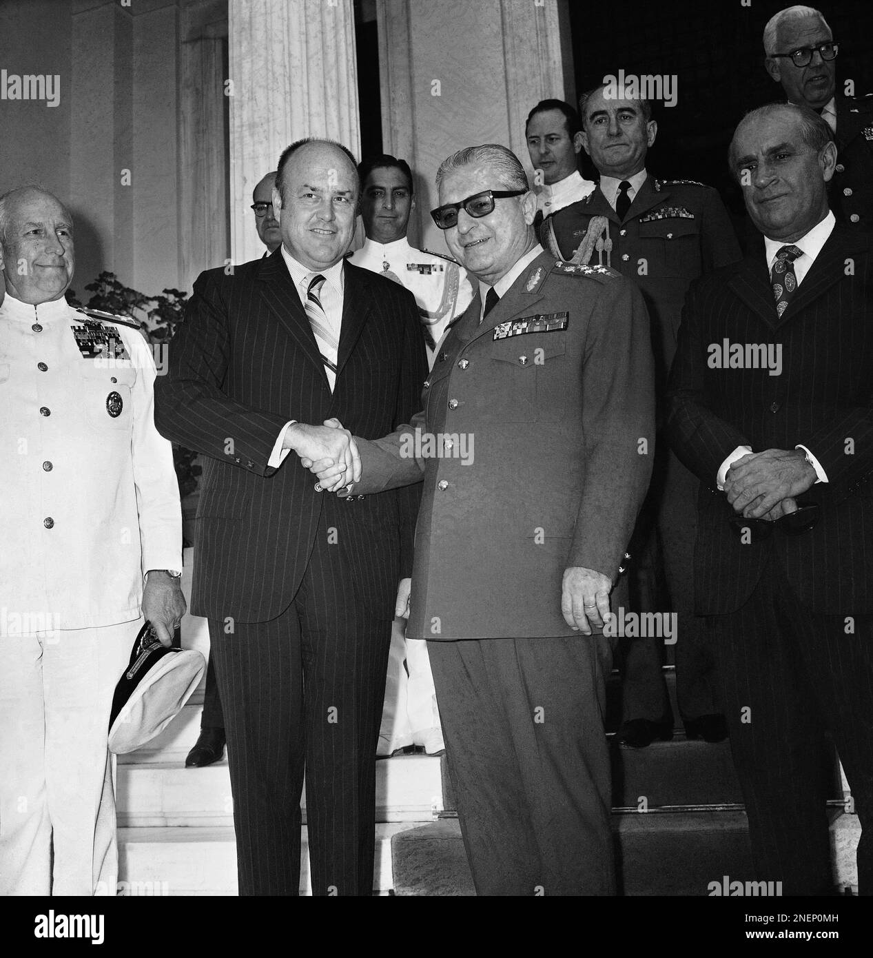 US Defense Secretary Melvin Laird arrived, Oct. 2, 1970 in Athens from ...