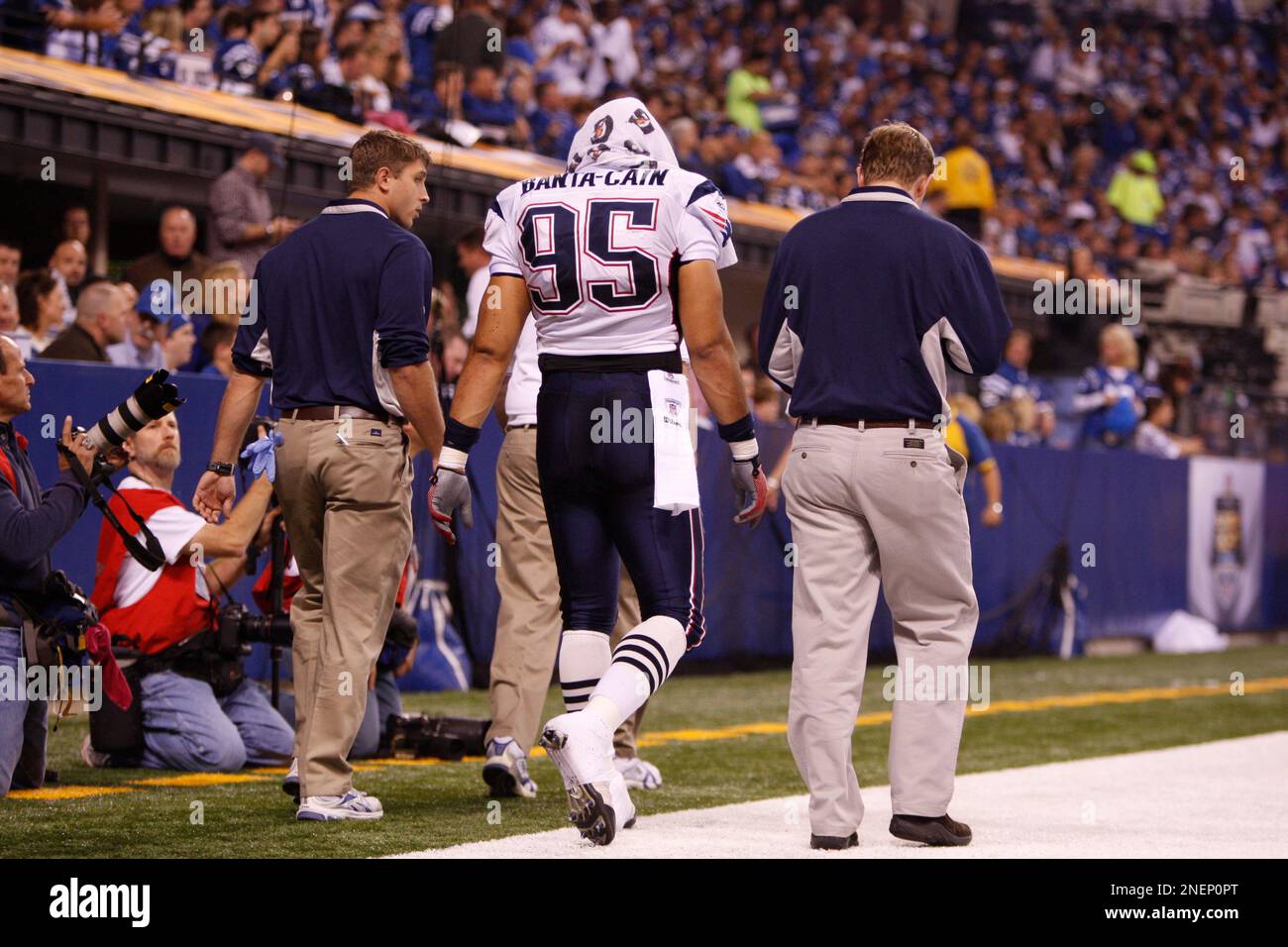 New England Patriots linebacker Tully Banta-Cain walks off the field ...