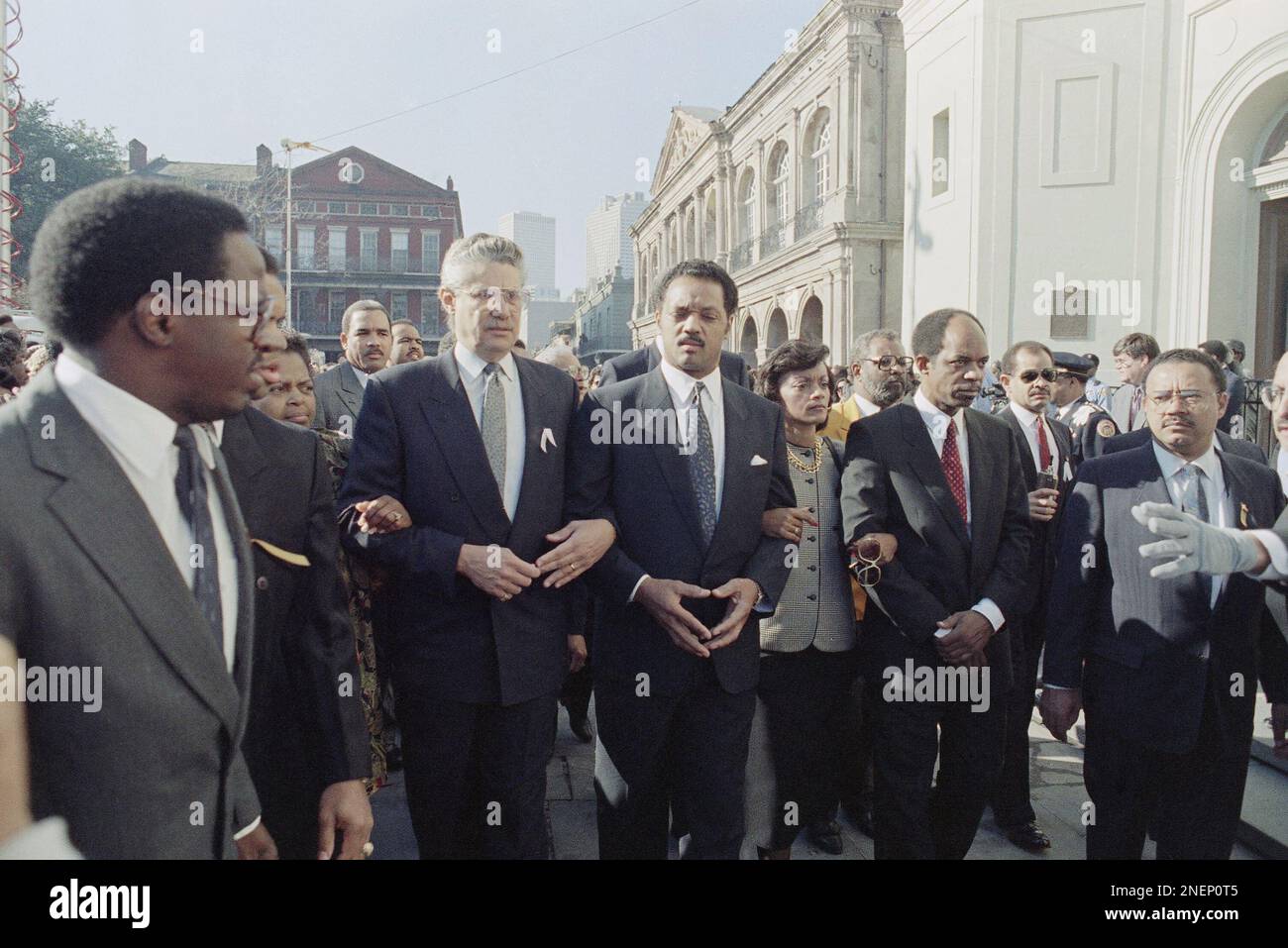 The mayor of New Orleans Sidney Barthelemy, left, and the Rev. Jesse ...